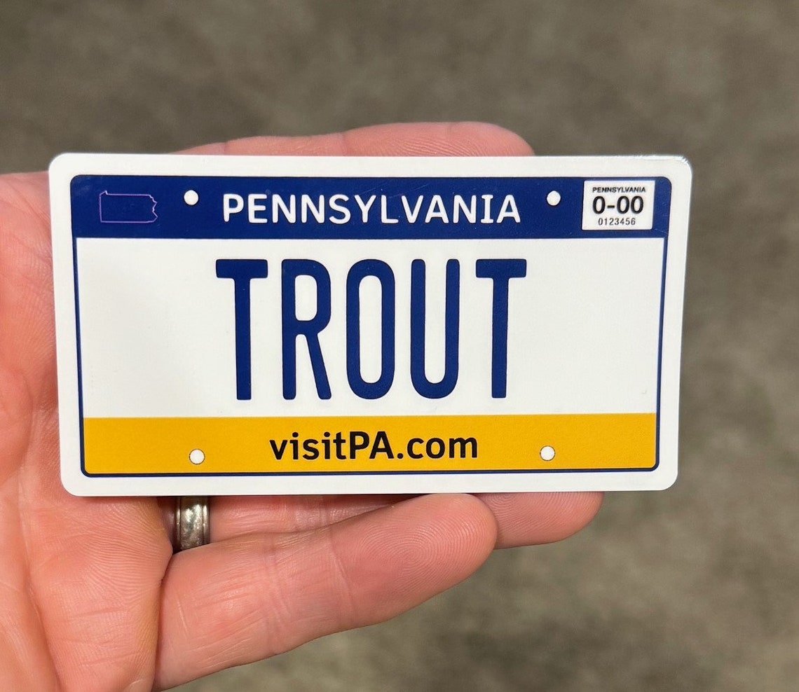 Pennsylvania TROUT Fly Fishing License Plate Sticker, 4" X 2", Vinyl ...