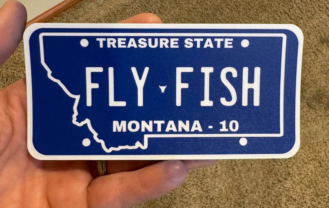 Montana FLY FISH Classic License Plate Fly Fishing Sticker, Looks Great ...