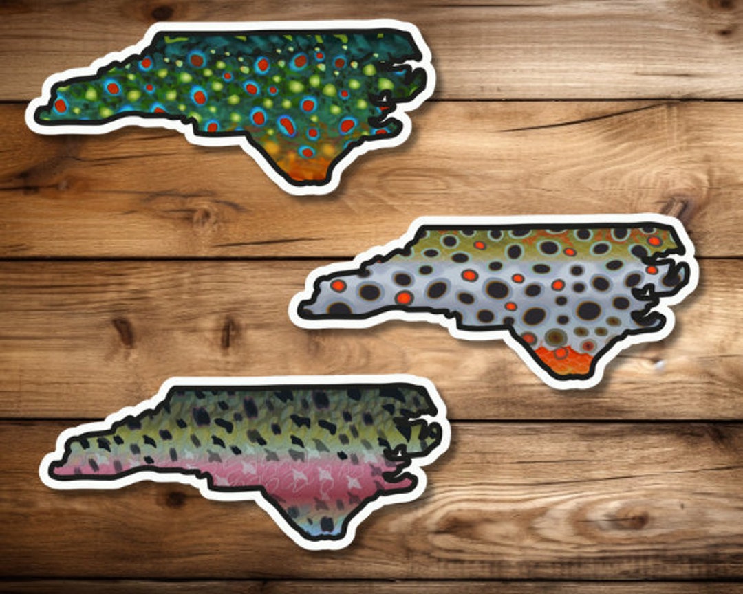 North Carolina Fly Fishing 3-sticker Set Trout Bumper Sticker ...