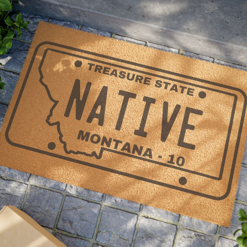 Montana NATIVE Door Mat in Classic License Plate Outline, Show Your ...