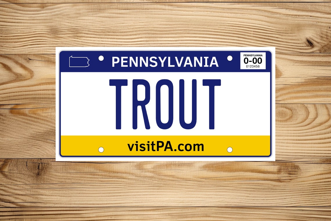 Pennsylvania TROUT Fly Fishing License Plate Sticker, 4" X 2", Vinyl ...