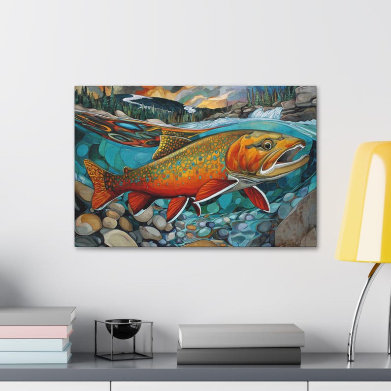 Rocky Bottom Brookie Abstract Brook Trout Wall Art, Mountain Stream ...