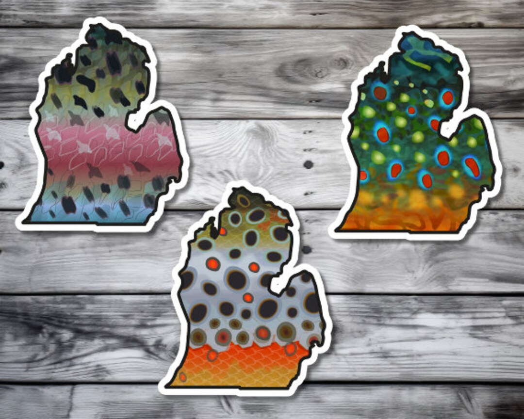 Michigan Fly Fishing 3-sticker Set, Waterproof, Great for Truck, Bumper ...