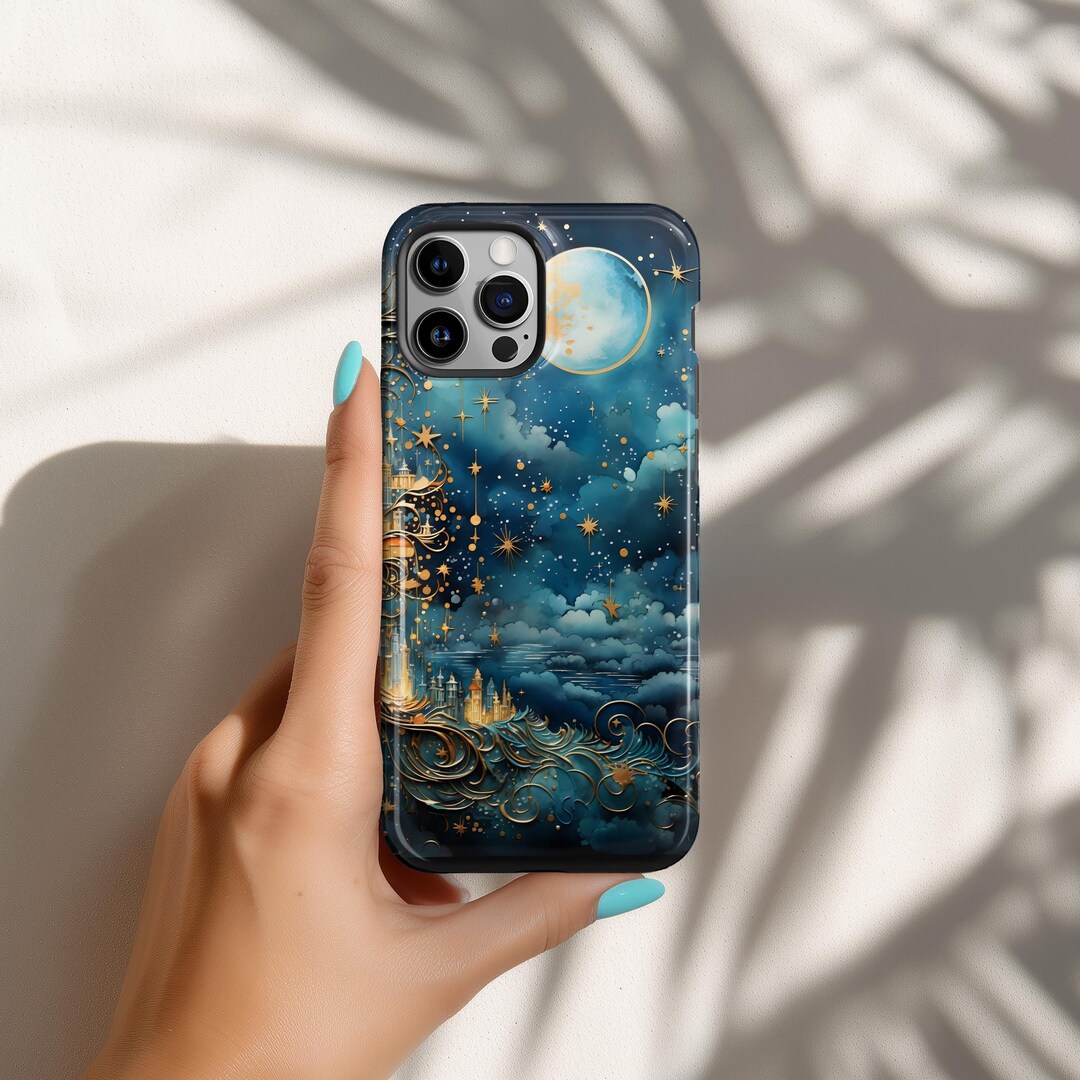 Celestial Phone Case With Magical Swirls for iPhone 16 16e 15 14 13 12 ...