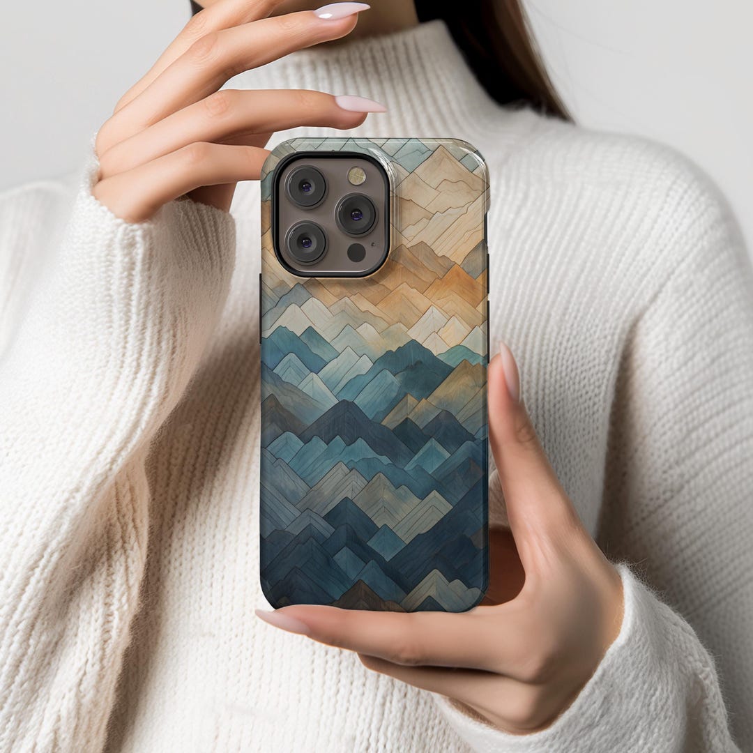 Watercolor Mountains Boho Phone Case: iPhone 16 Pro Max 16e 15 14 ...