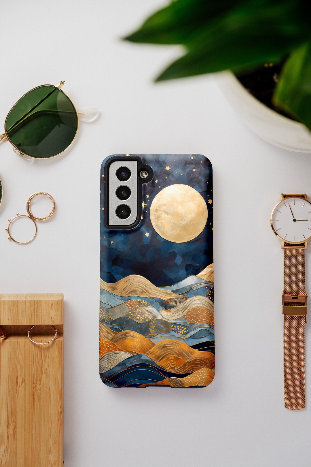 Celestial Moon & Stars Mountain Phone Case: iPhone 15 Plus 14 Pro Max ...