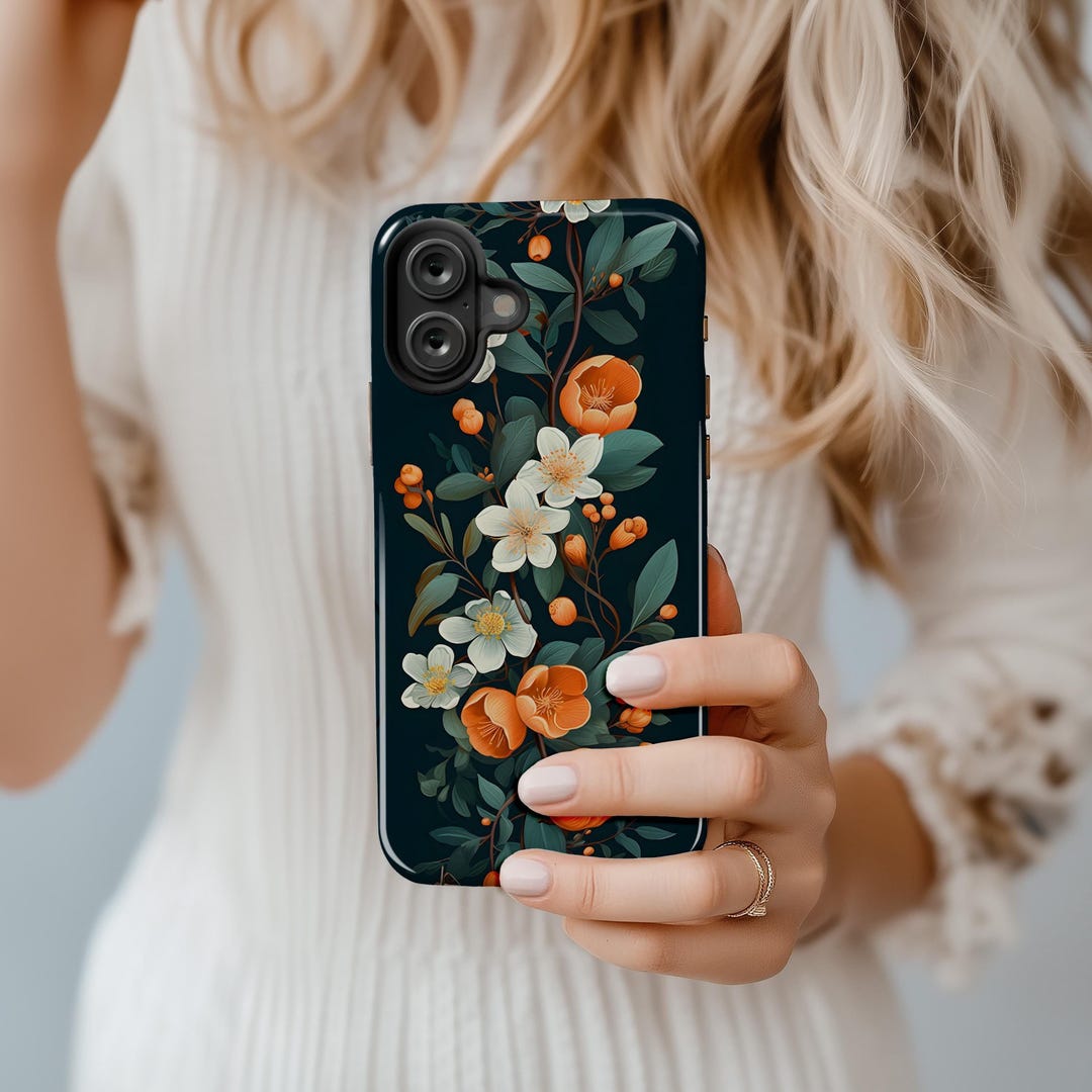 Plumeria & Tulip Preppy Floral Phone Case: iPhone 16e 16 Pro Max 15 ...