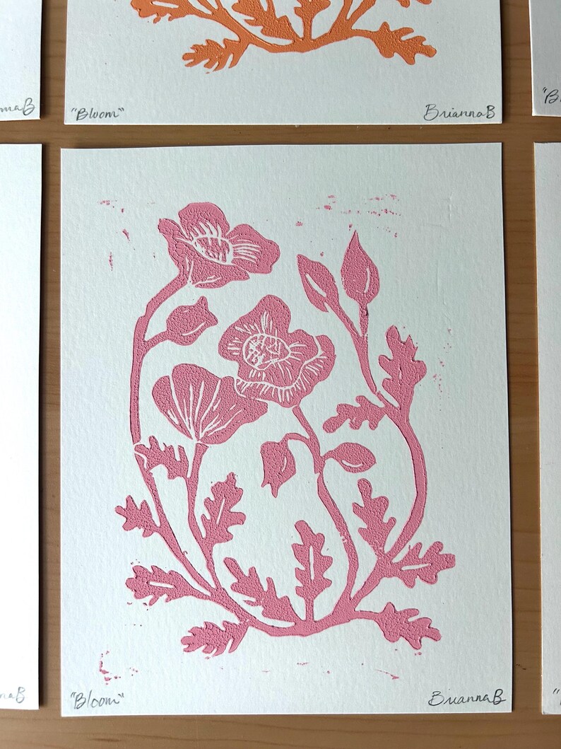 Botanical Linocut Flower Print: Original Relief Printmaking Art - Etsy
