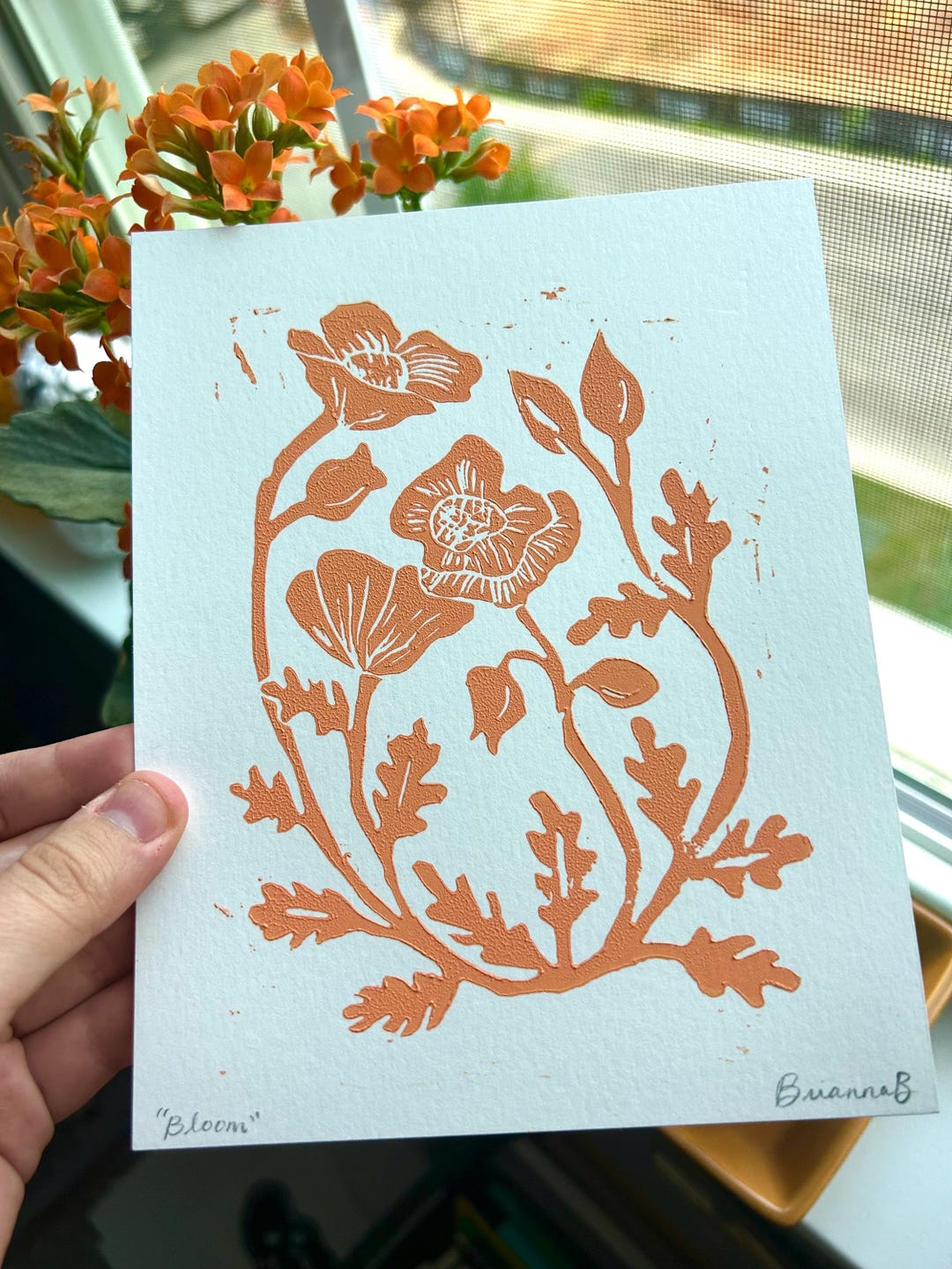Botanical Linocut Flower Print: Original Relief Printmaking Art - Etsy