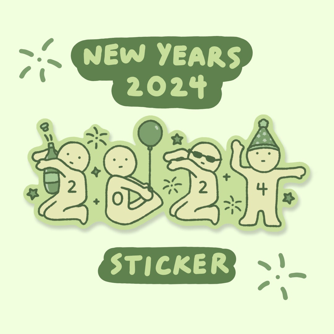 New Years 2024 Celebratory Sticker Vinyl Waterproof Sticker - Etsy