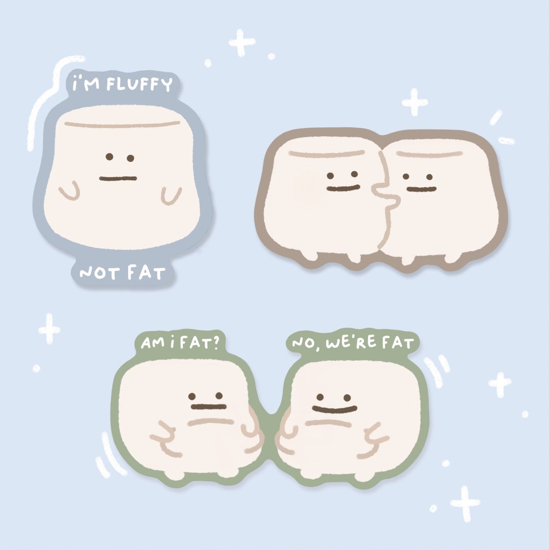 Relatable Cute Marshmallow Stickers, Couple Stickers Vinyl Waterproof ...