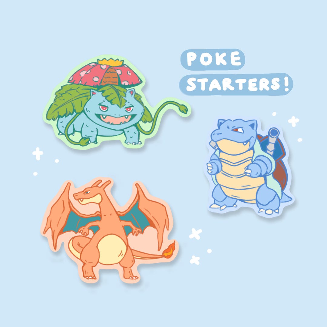 Poke Gen 1 Starters Final Evolution Stickers Vinyl Waterproof Stickers ...