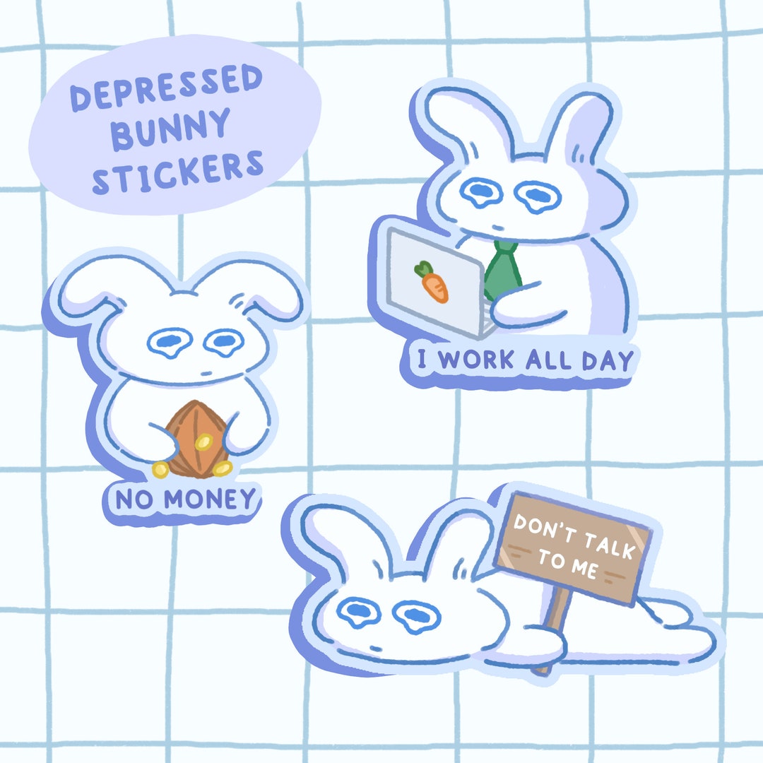 Relatable Antisocial Working Bunny Stickers | Vinyl Waterproof Stickers ...