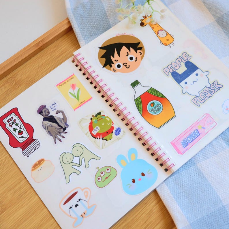 Pink Blob-themed Reusable Sticker Book | Sticker Album for Unused ...