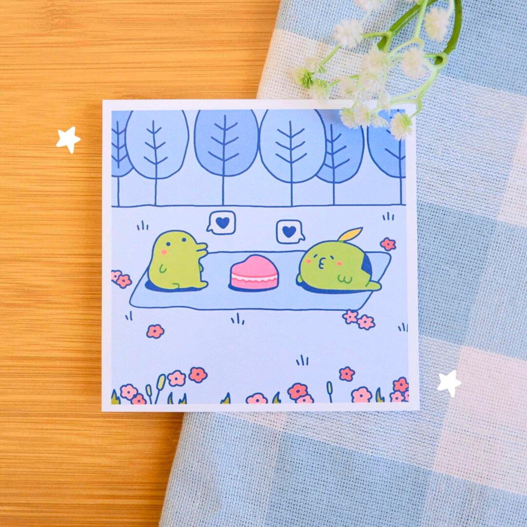 Green Blobs in Love Art Print | Wall Decor, Hand Drawn Illustration ...