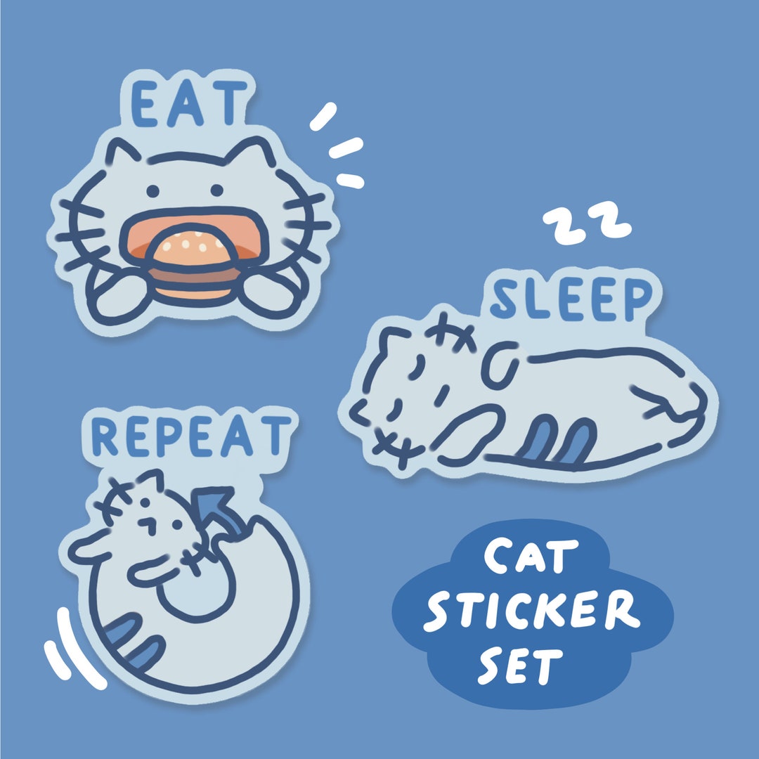 Eat, Sleep, Repeat Cat Sticker Set Vinyl Waterproof Stickers - Etsy
