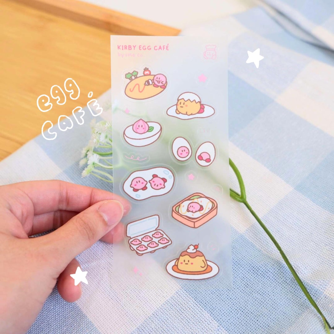 Pink Blob Egg Café Sticker Sheet | Vinyl Waterproof Stickers for Bullet ...