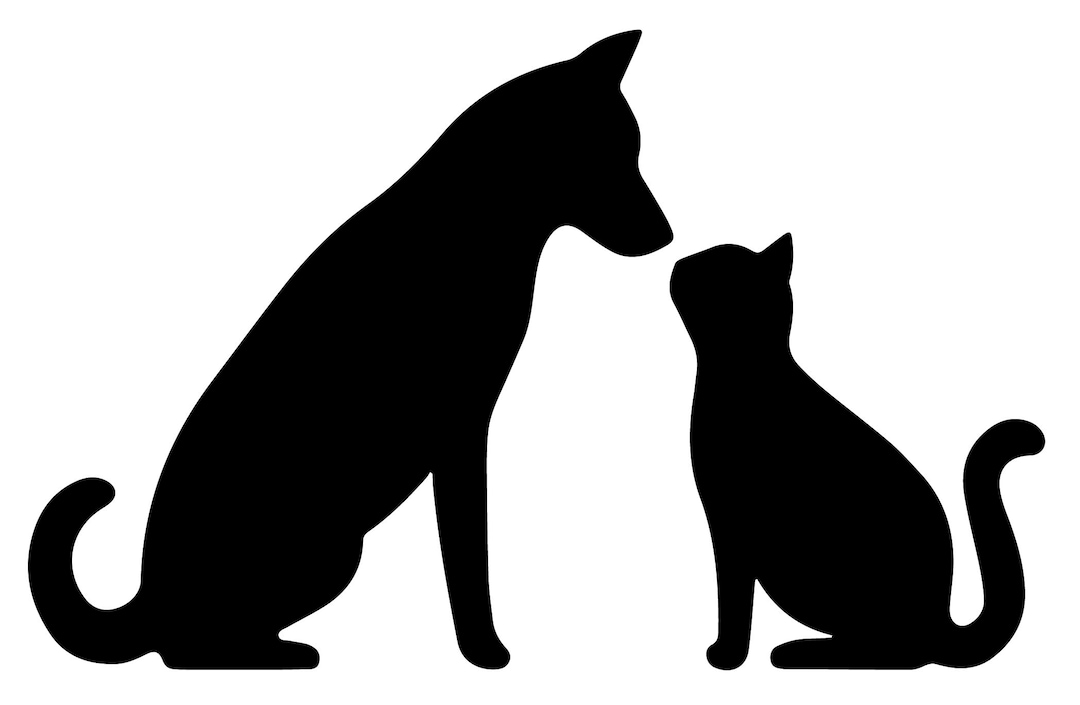 Cat and Dog Silhouette, Animal Lovers, Pets Together, Cat and Dog Svg ...