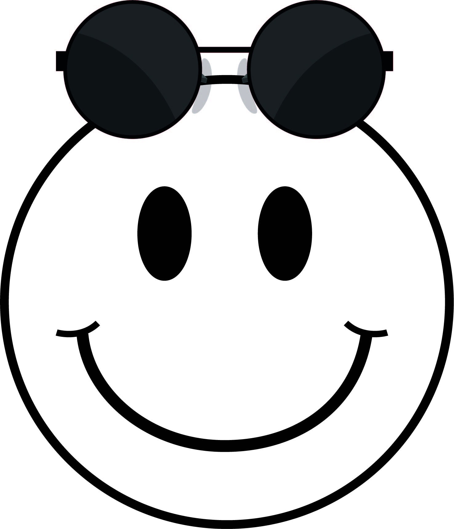 Smiley Face With Glasses Black And White