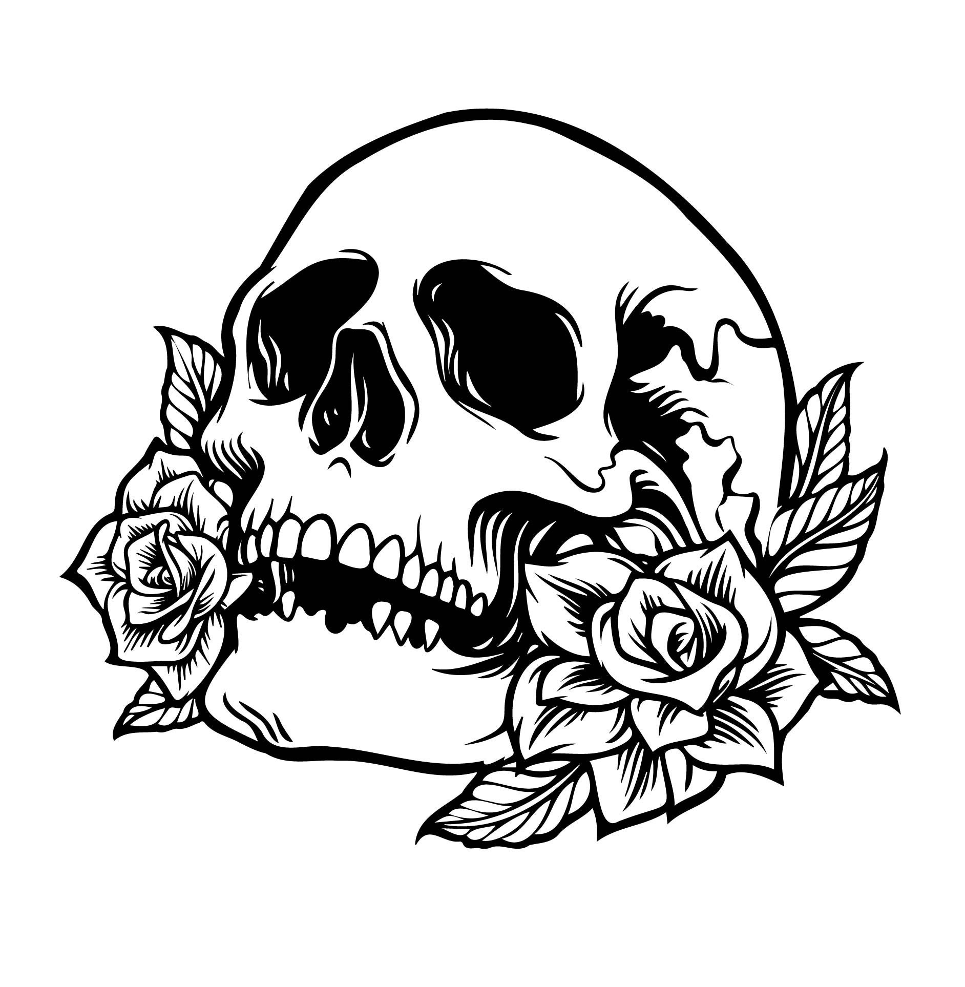 Skull With Roses Instant Digital Download - Ai-eps-png-svg - Etsy
