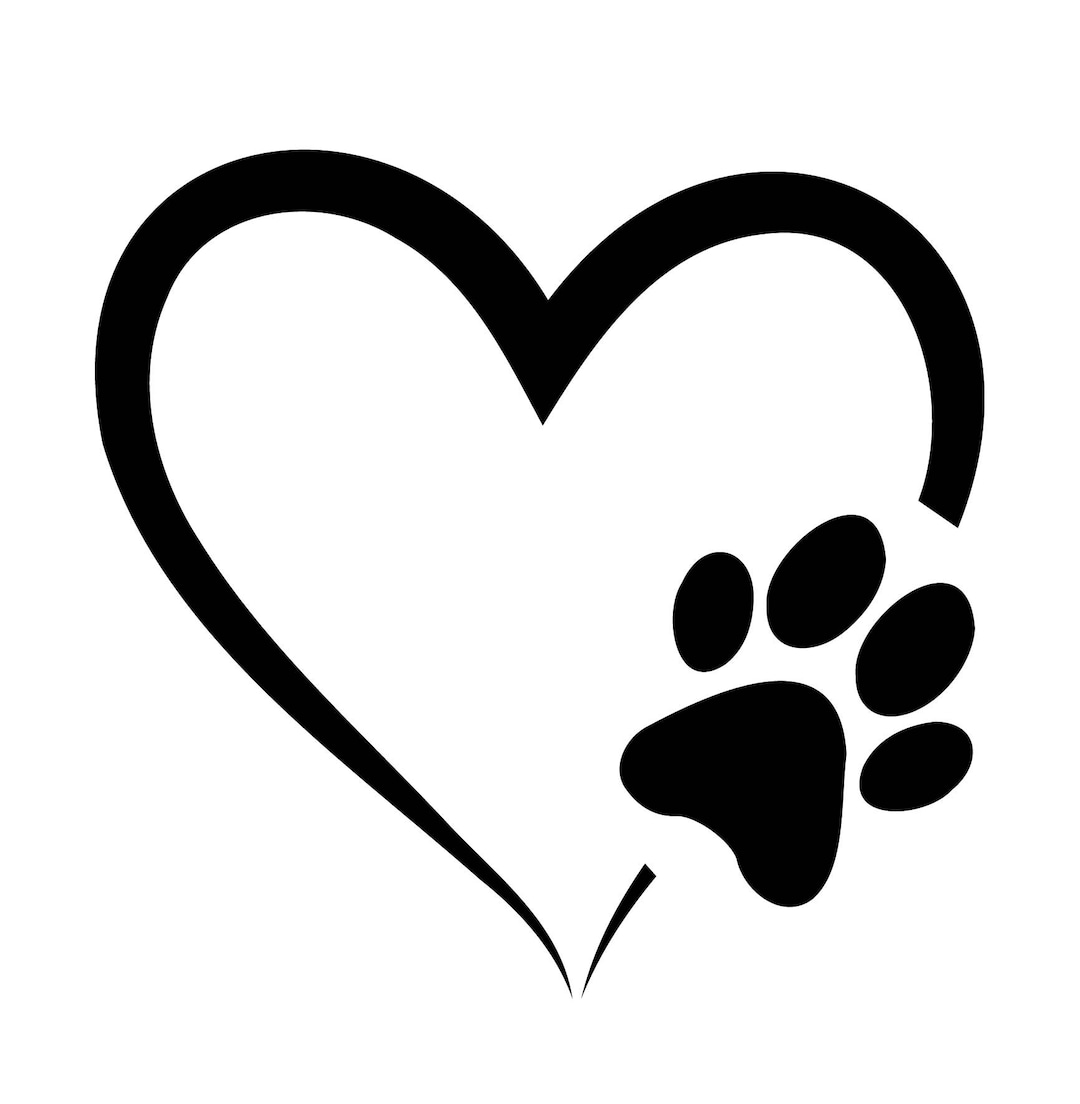 Animal Love Paw Print With Heart, Animal Love Heart, Love Heart With ...