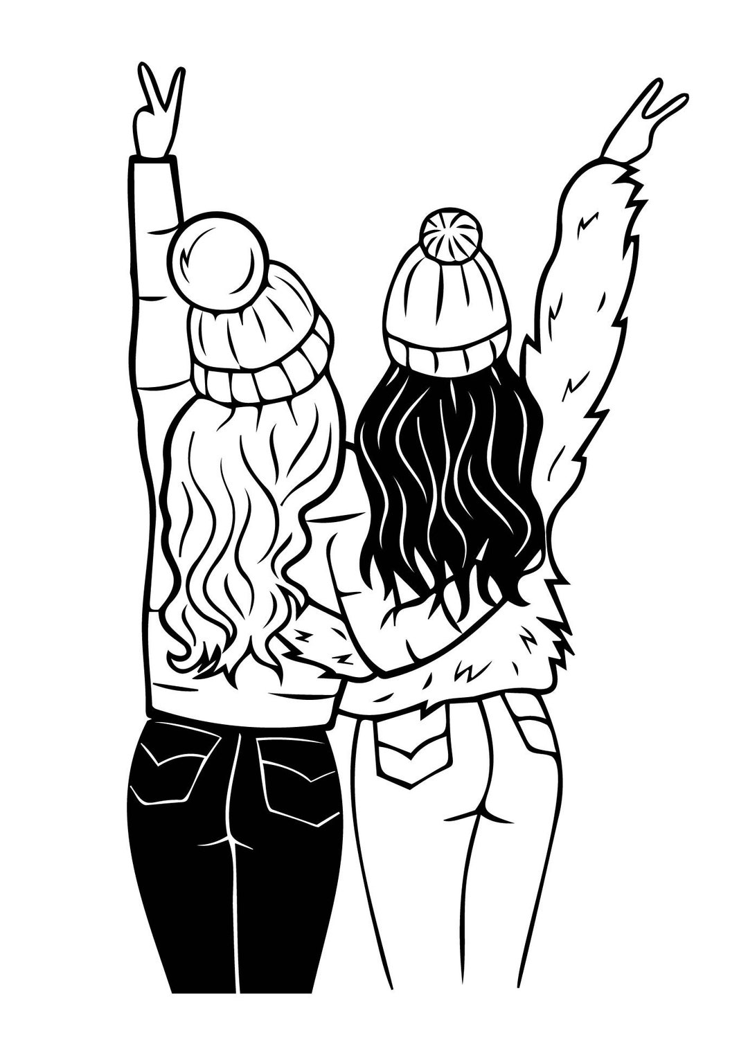 Two Best Friends, Peace Sign, Happy Friendship Day, Instant Digital ...