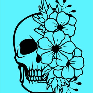 Skull With Half Face Roses Instant Digital Download - Ai-eps-png-svg - Etsy