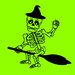 Skull Skeleton, Skeleton on Flying Broom, Witch Skeleton, Halloween ...