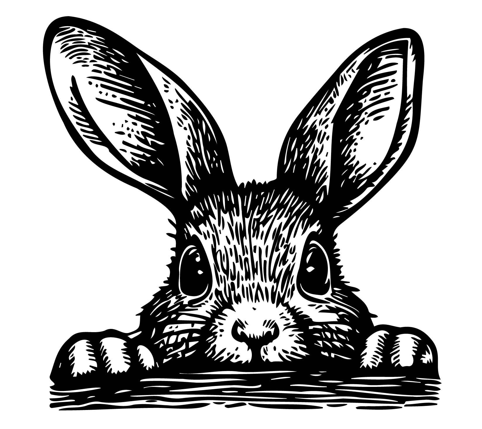 Rabbit, Rabbit Head, Curious Rabbit, Rabbit Svg Instant Digital ...