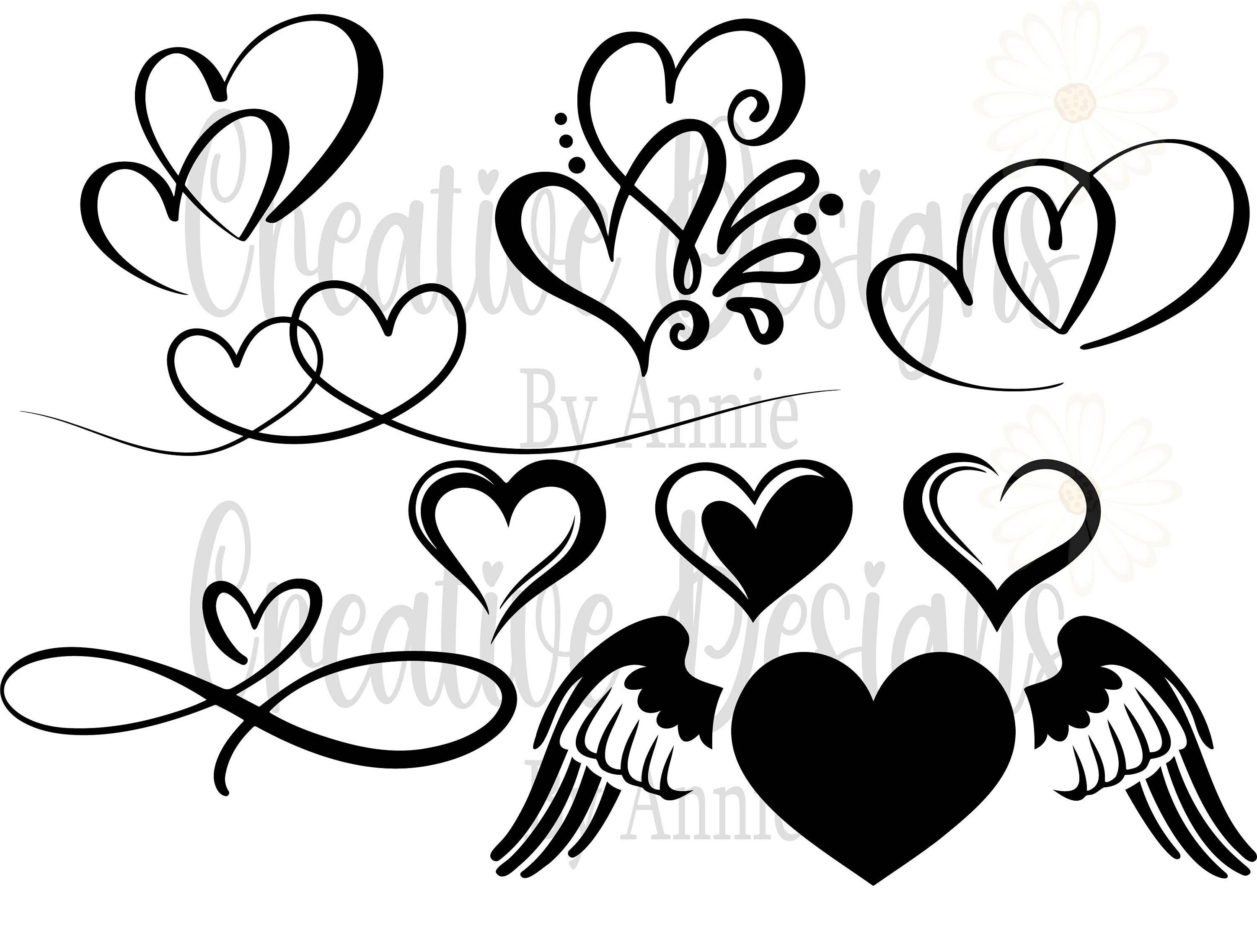 Heart Bundles, Love Hearts Svg, Double Love Hearts, Wedding Hearts ...