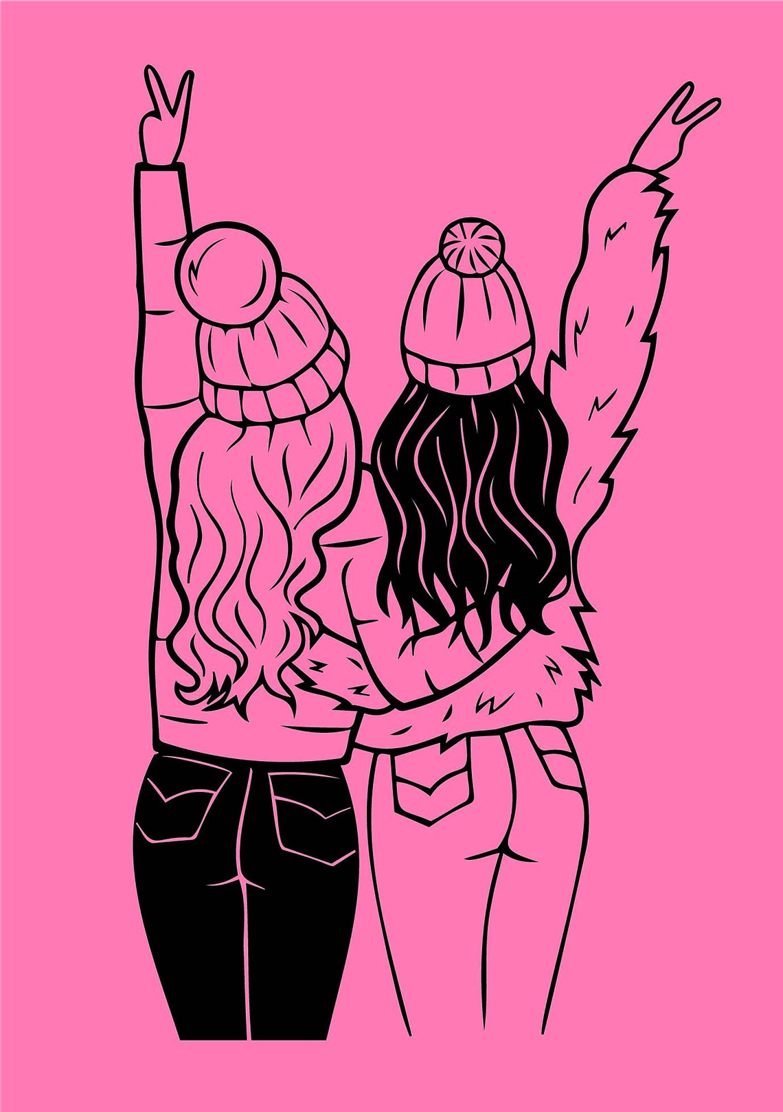 Two Best Friends, Peace Sign, Happy Friendship Day, Instant Digital ...