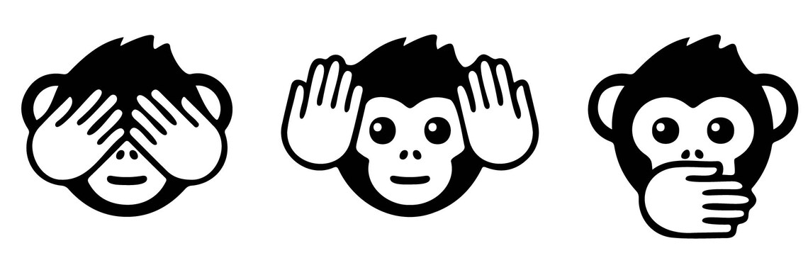 Three Wise Monkeys, 3 Monkey Svg, Monkey, Monkey Head Instant Digital ...