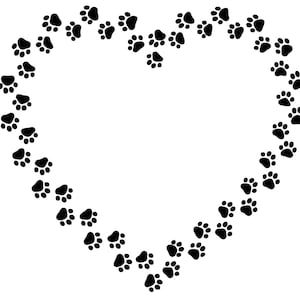 Paw Print Heart Vector: Cat & Dog Paw Outline (digital Download) - Etsy