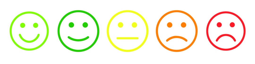 5 Smiley Faces, Smiley Face,feedback Scale, Smiley Face Scale, Emotion ...