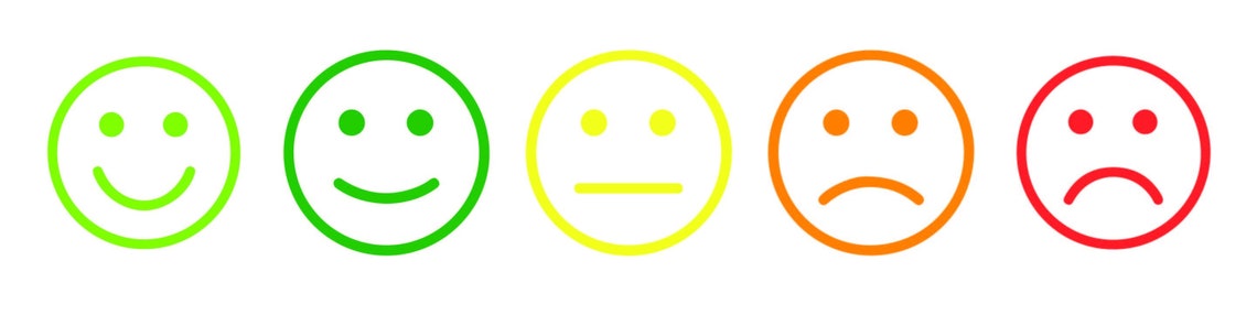5 Smiley Faces, Smiley Face,feedback Scale, Smiley Face Scale, Emotion ...