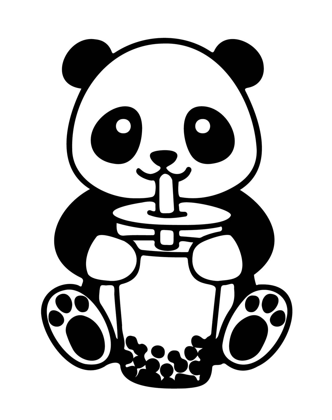 Kawaii Panda Drinking Boba Tea, Animal Instant Digital Download - Ai ...