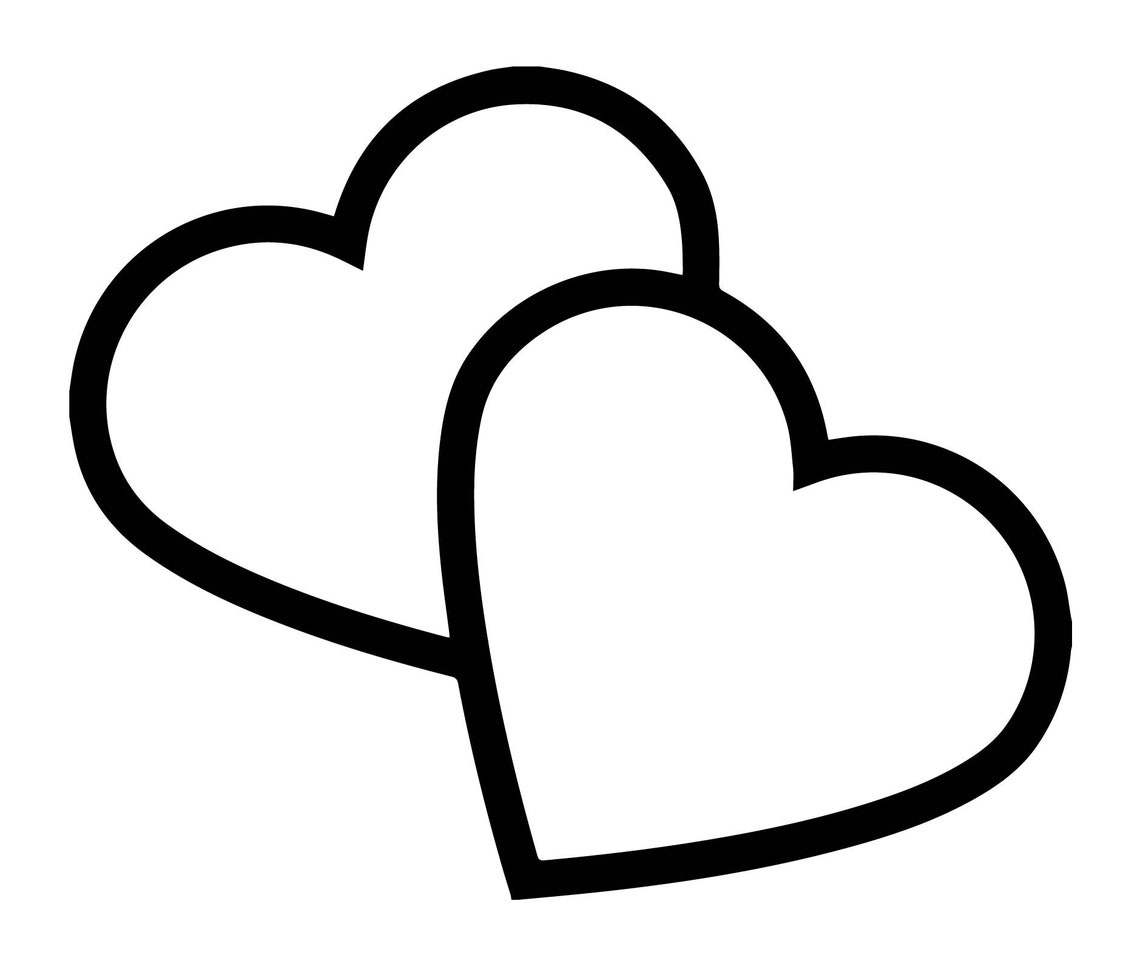 Double Love Hearts, Double Heart Outlines Digital Download - Ai-eps-png ...