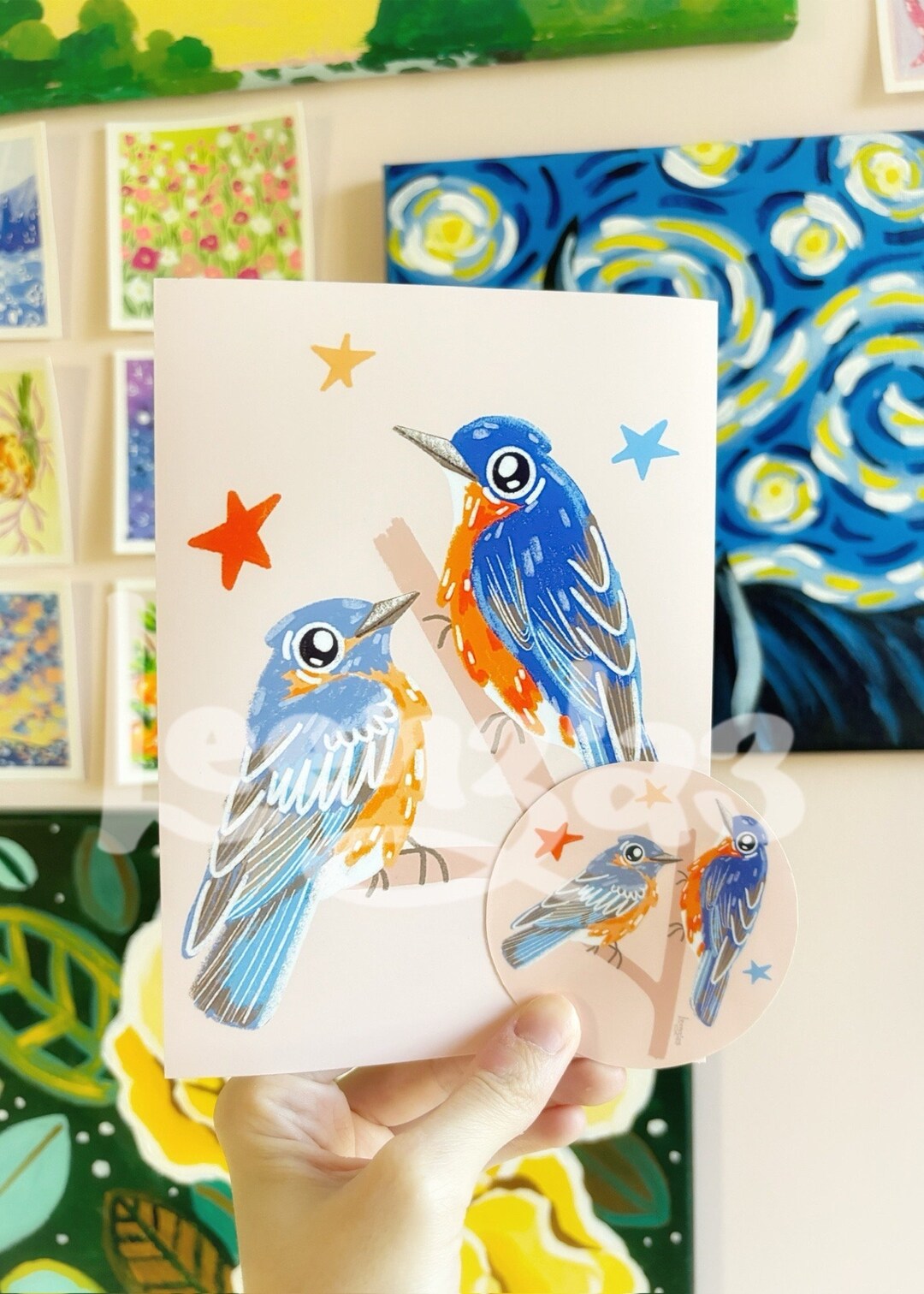 Bluebird Art / Bluebird Sticker / Bluebird Print / Waterbottle Sticker ...