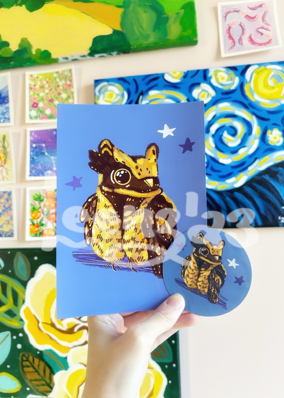 Great Eared Nightjar Art / Owl Art Print / Bird Art Print / Funny Birds ...