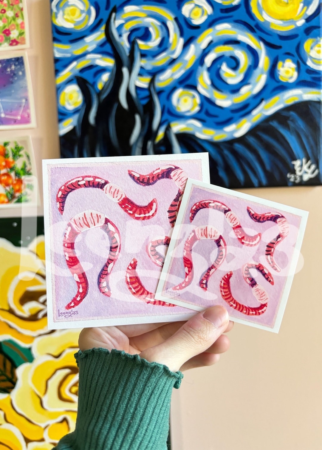 Wiggly Worms / Worm Art Print / Worm Stickers / Worm Painting / Gallery ...