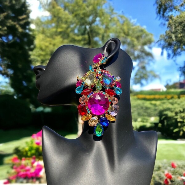 Large Colorful Earrings - Etsy