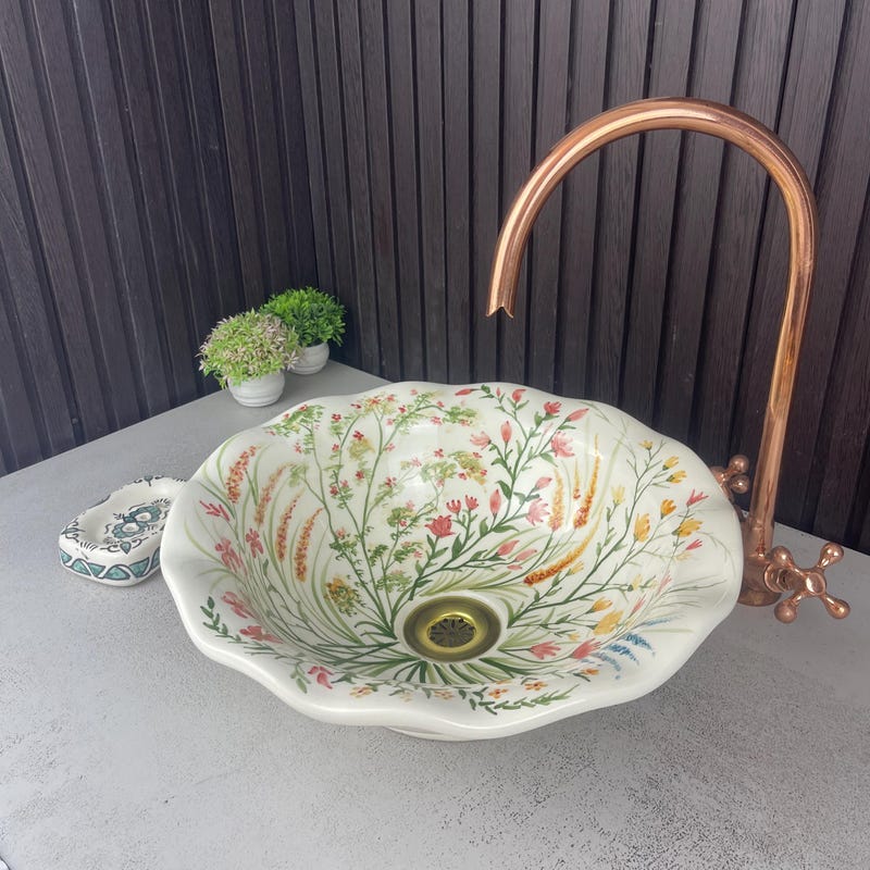Wash Basin Flower Design - Etsy UK