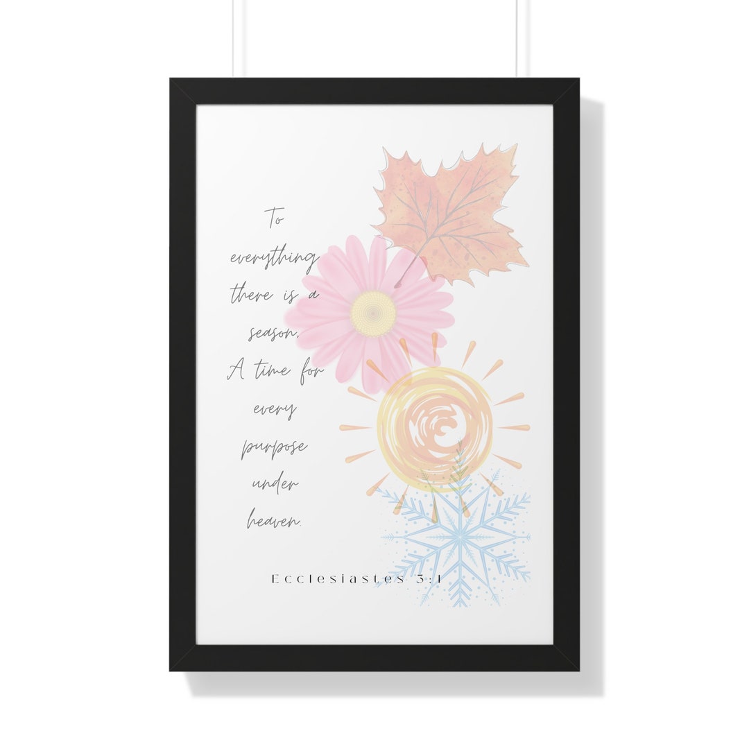 Bible Verse Wall Art, 4 Seasons Home Wall Decor, Framed Vertical Poster ...