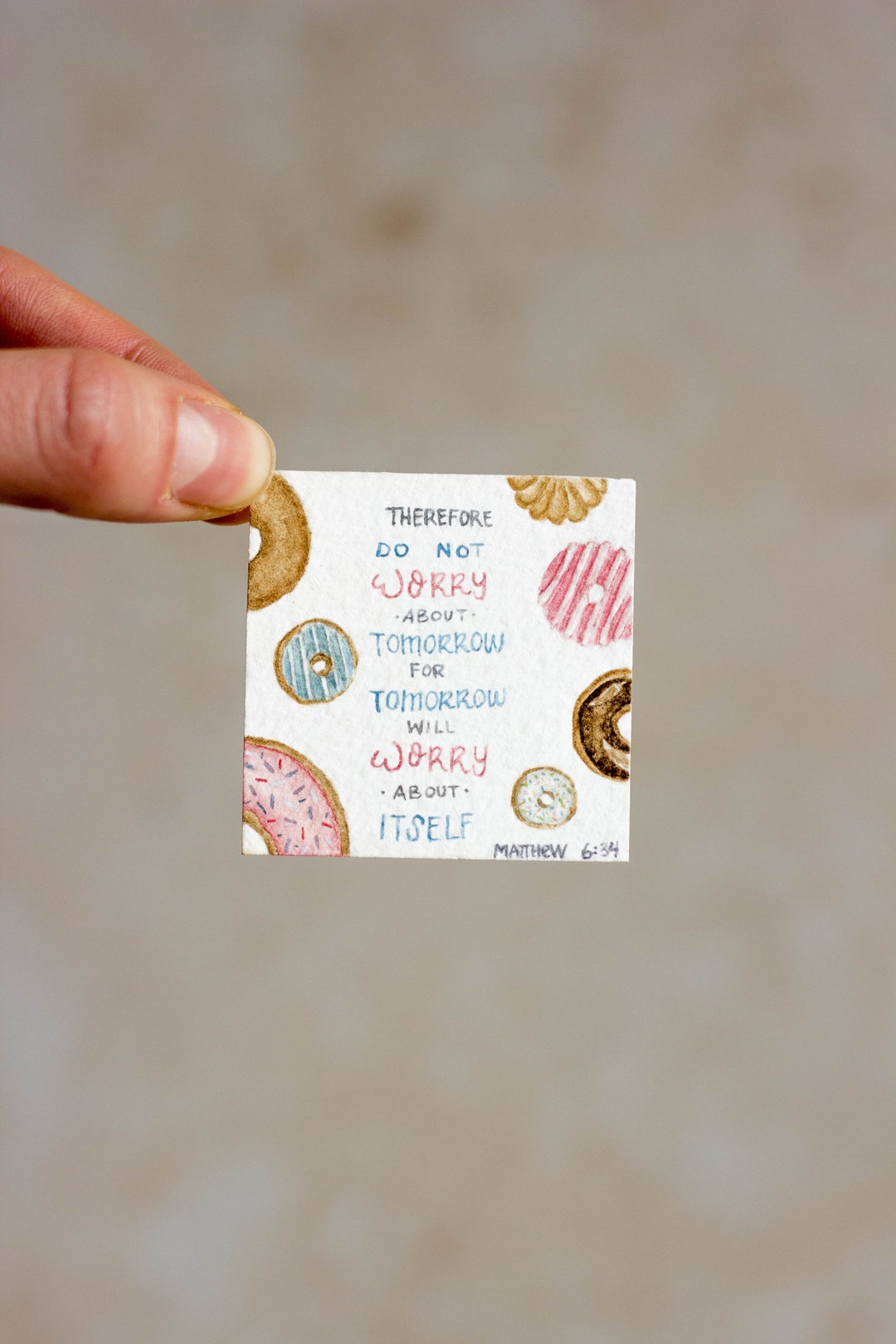 Doughnut Worry - Tiny Painting - Etsy