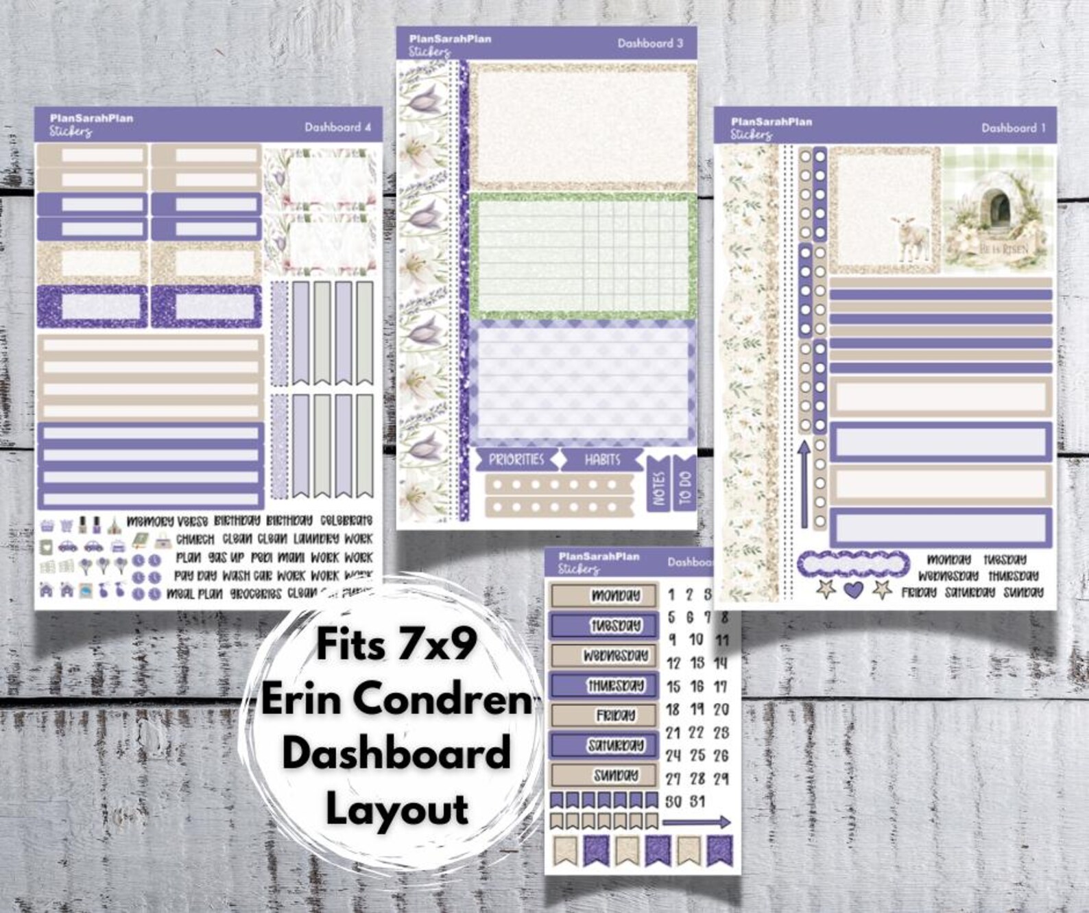 EC Dashboard LAMB of GOD Weekly Sticker Kit for Erin Condren 7x9 ...
