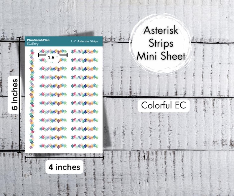 Asterisks Strips 1.5" Stickers Mini Sheet - Etsy