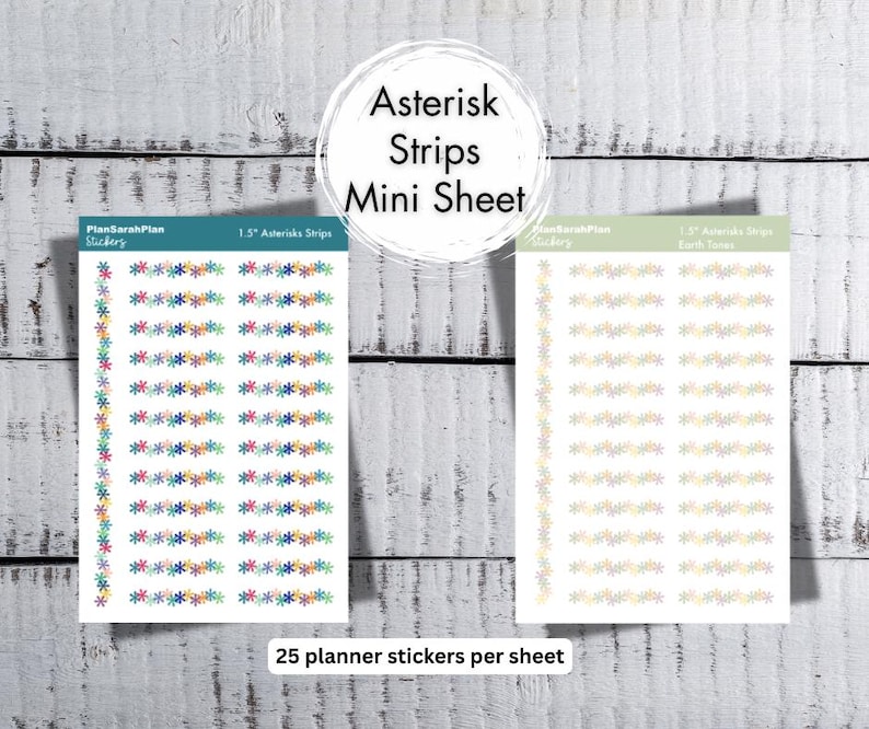 Asterisks Strips 1.5" Stickers Mini Sheet - Etsy
