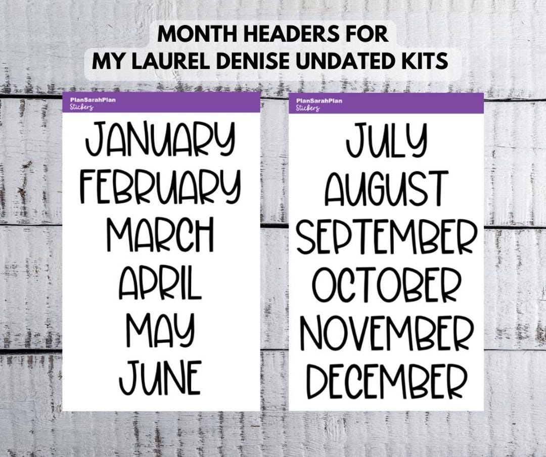 Month Headers to Fit Laurel Denise UNDATED Kits (portrait, Vertical ...