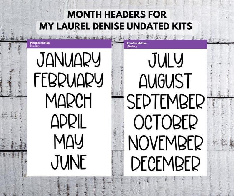 Month Headers to Fit Laurel Denise UNDATED Kits (portrait, Vertical ...