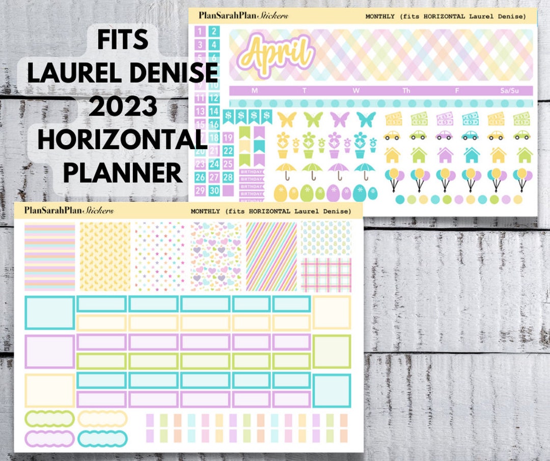 April Pastels Monthly Sticker Kit for Laurel Denise HORIZONTAL - Etsy